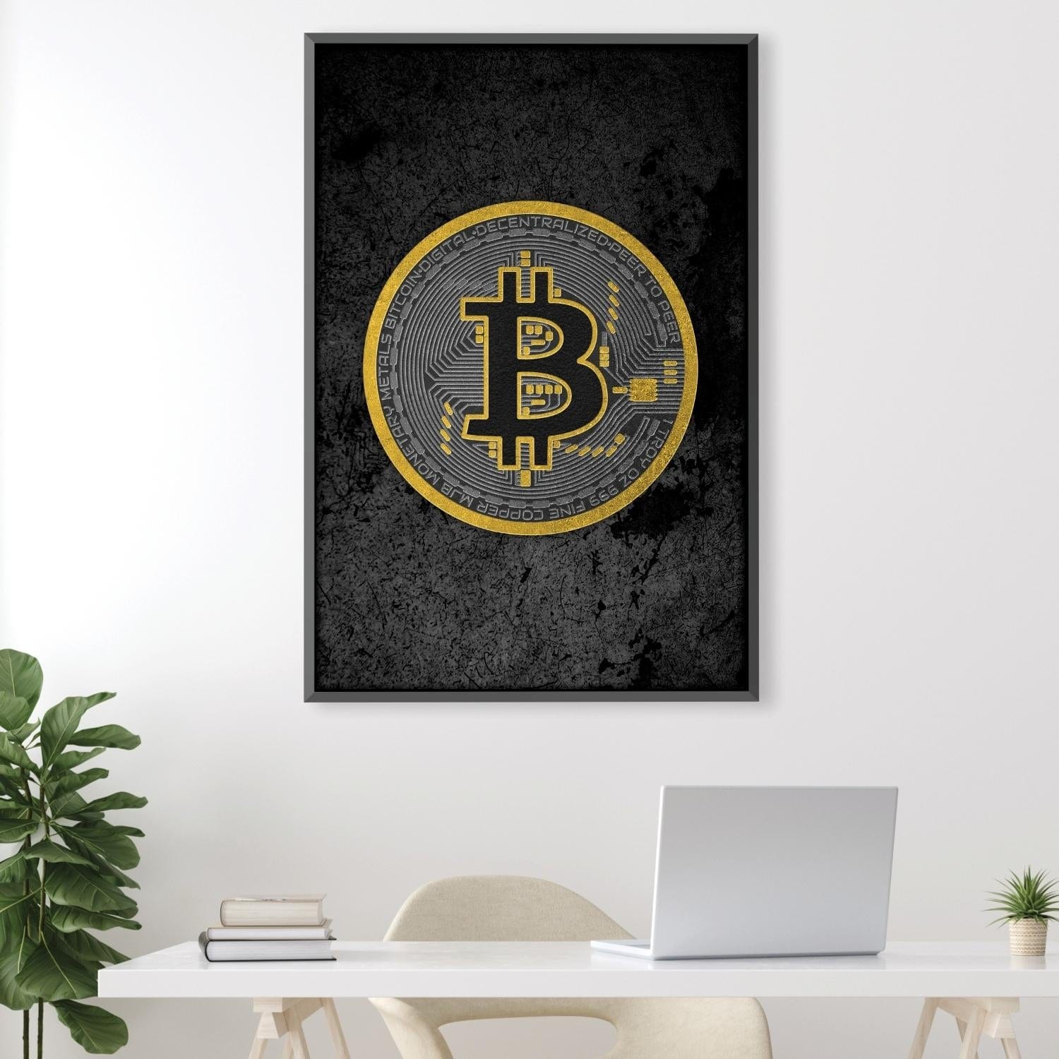 Modern Cryptocurrency Art: Bitcoin Gold Circular Canvas Painting ...